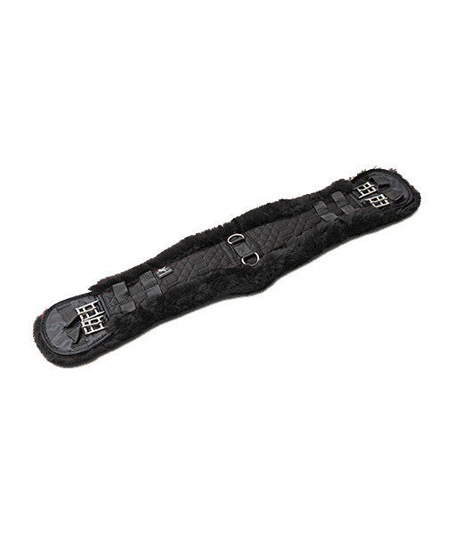 Dressage Girth 45cm – 90cm Black w/Black Sheepskin – Alaska Leather